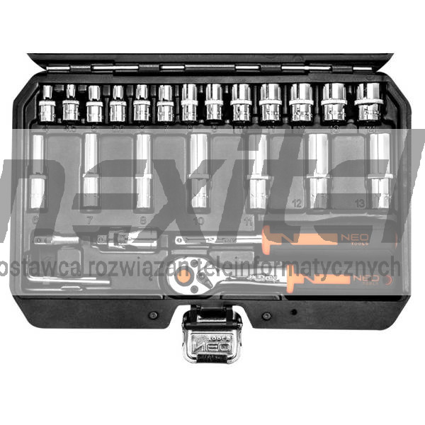 Klucze nasadowe 1/4", zestaw 53 szt. NEO TOOLS 10-006 | Systemy instalacyjne \ Narzędzia \ Pozostałe